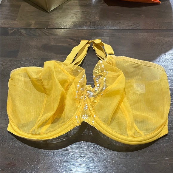 Elomi | Intimates & Sleepwear | Elomi Gold Floral Embroidered Sheer Bra ...